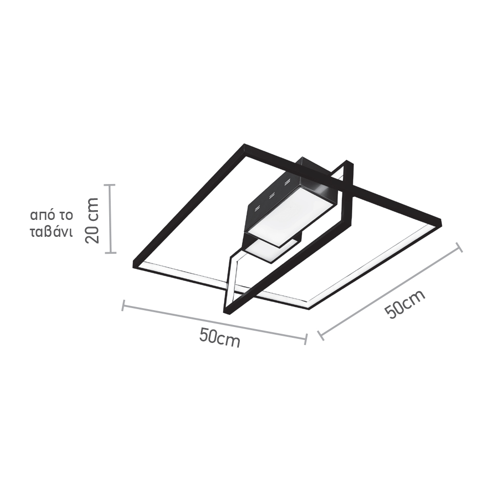 InLight Πλαφονιέρα οροφής LED 65W 3CCT σε μαύρη και χρυσαφί απόχρωση D ...